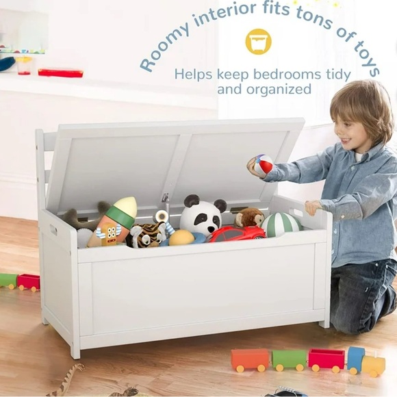 Storage & Organization | Kids Toy Box Chest White Rubber Wood Toy Box ...